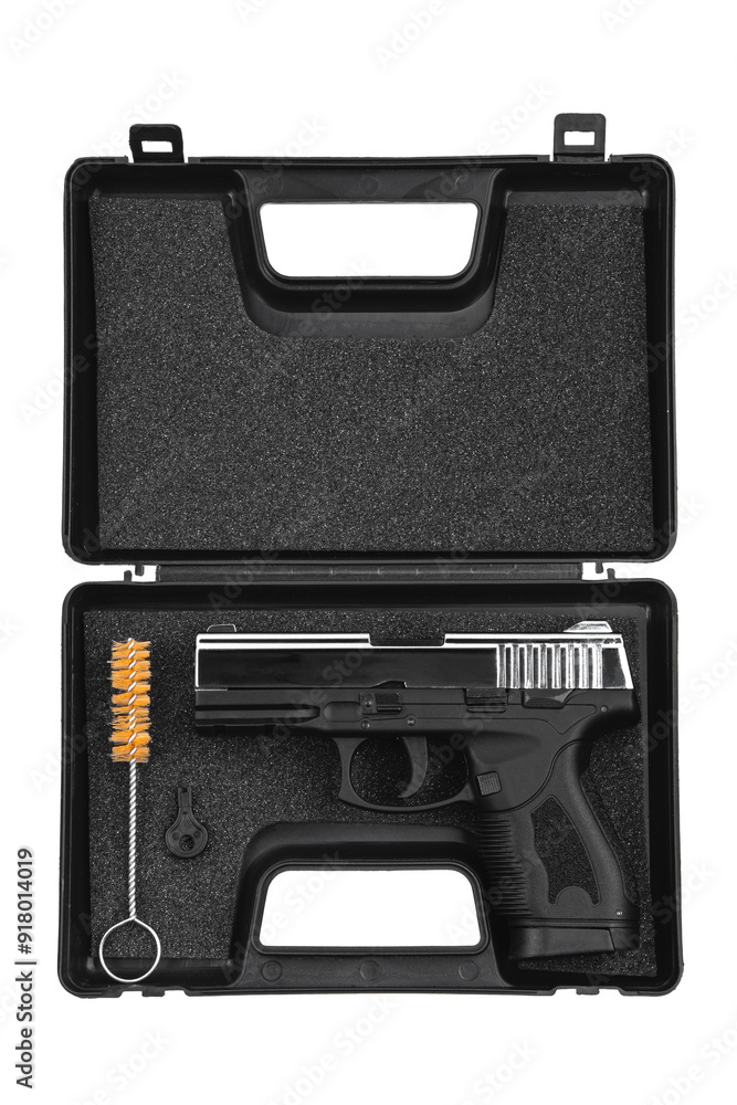 Modern semi-automatic pistol. A short-barreled weapon for self-defense ...