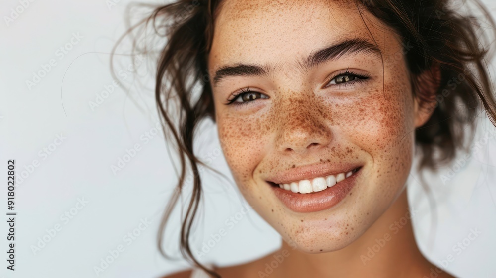 Aesthetic natural fresh beauty photo of happy smiling young woman ...