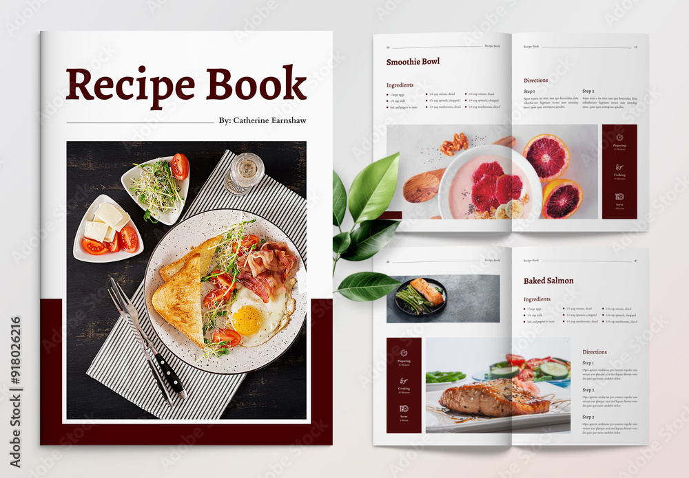 Recipe Cookbook Magazine Layout Stock Template | Adobe Stock