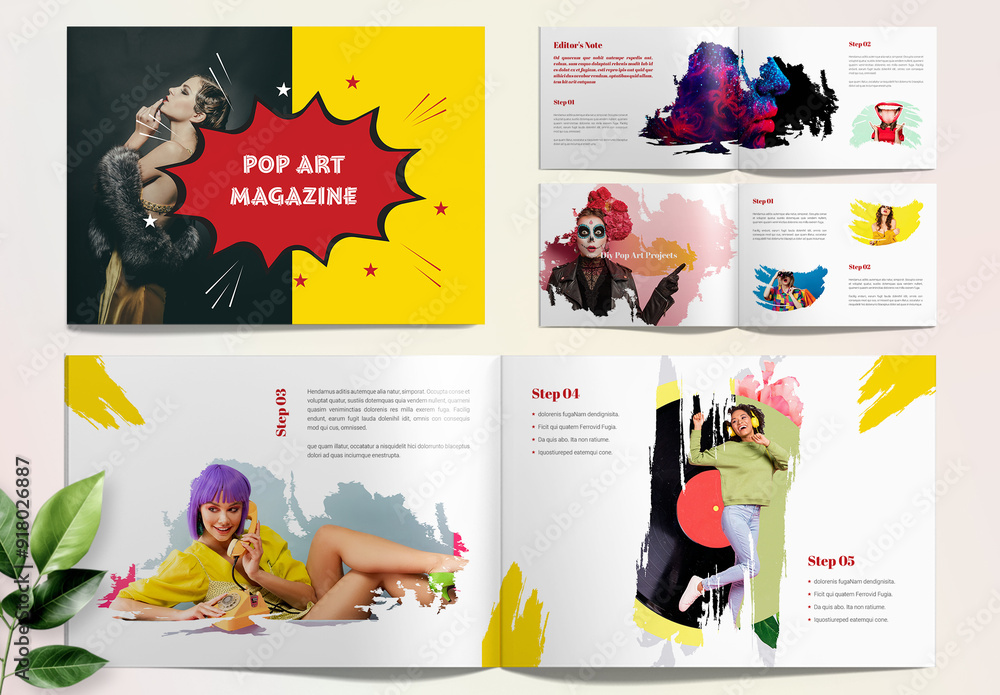 Landscape Pop Art Magazine Book Stock Template | Adobe Stock