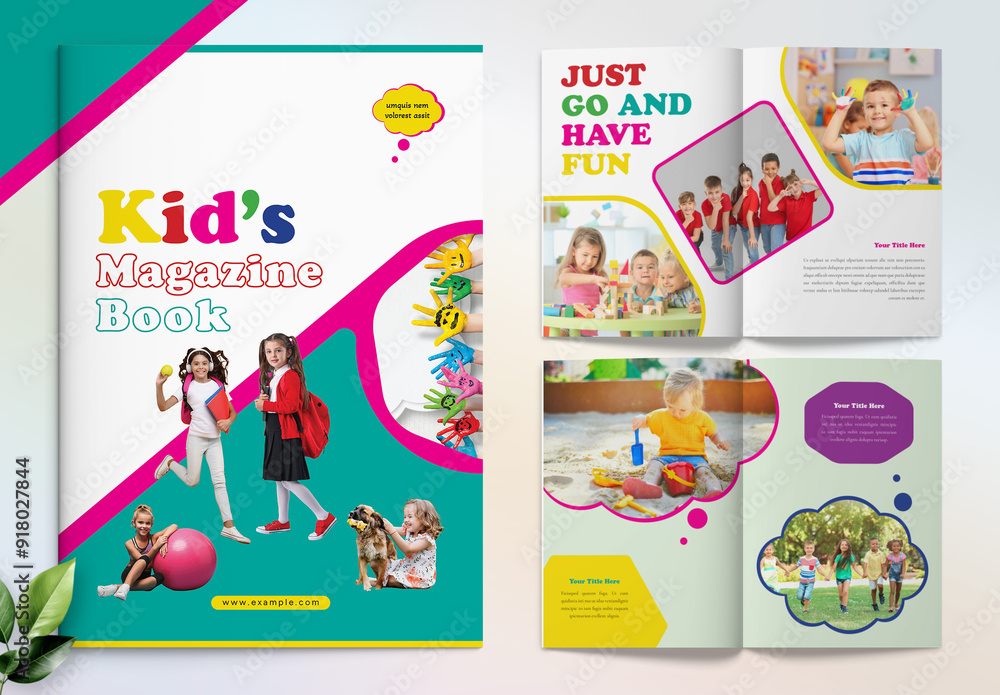 Kids Magazine Book Layout Stock Template | Adobe Stock