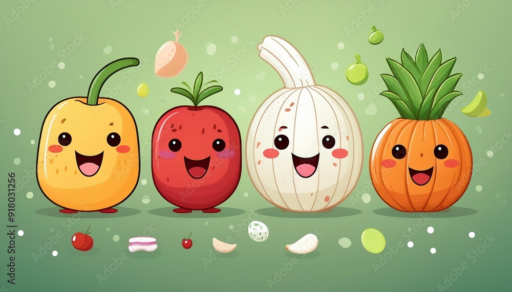 Cute Food Characters- Food items like fruits, vegetables, or snacks ...
