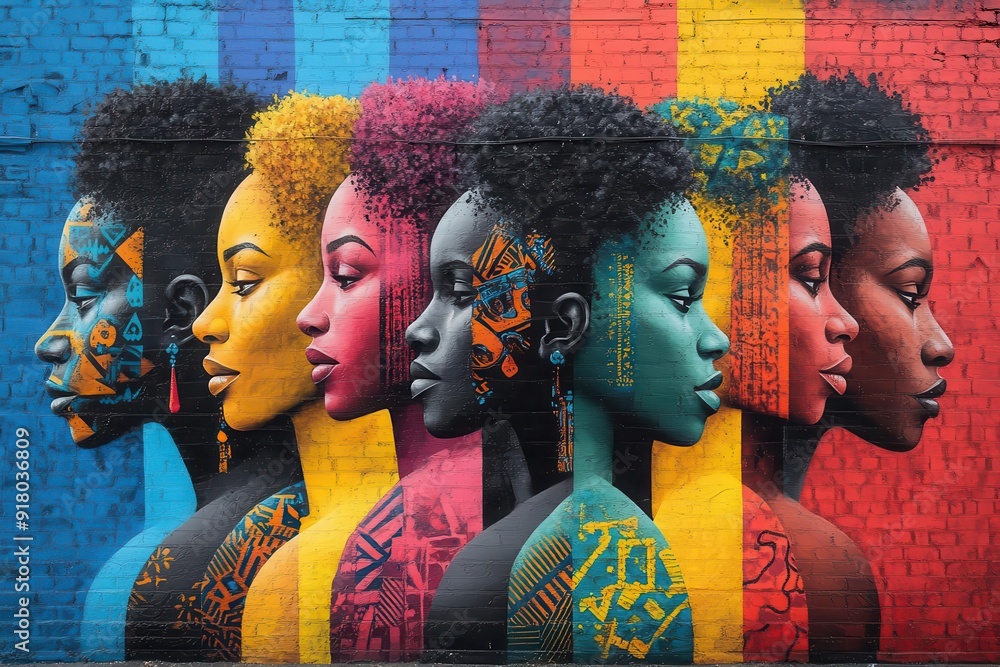 powerful mural depicting diverse black figures from history and pop ...