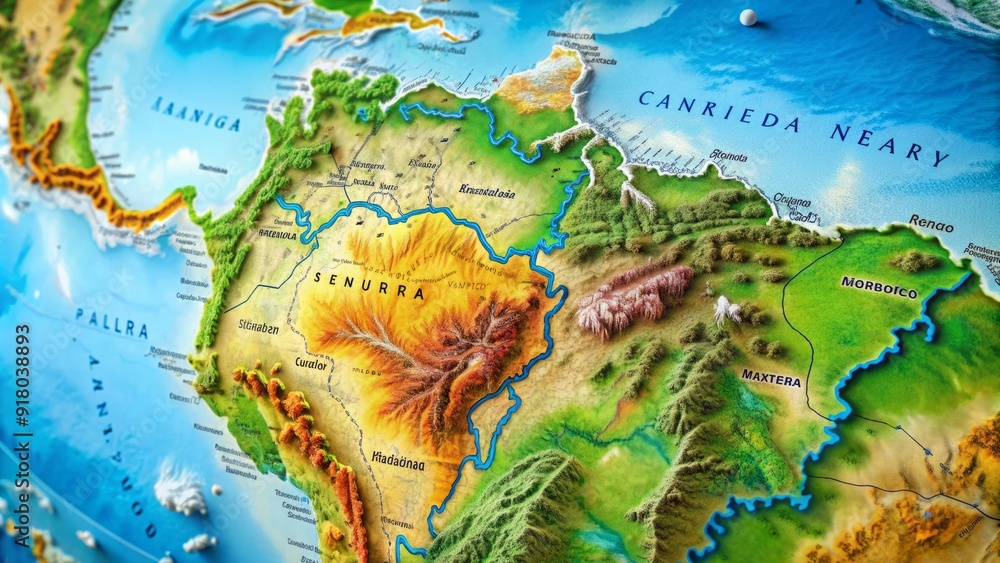 Colorful detailed map of Venezuela featuring geographical borders ...