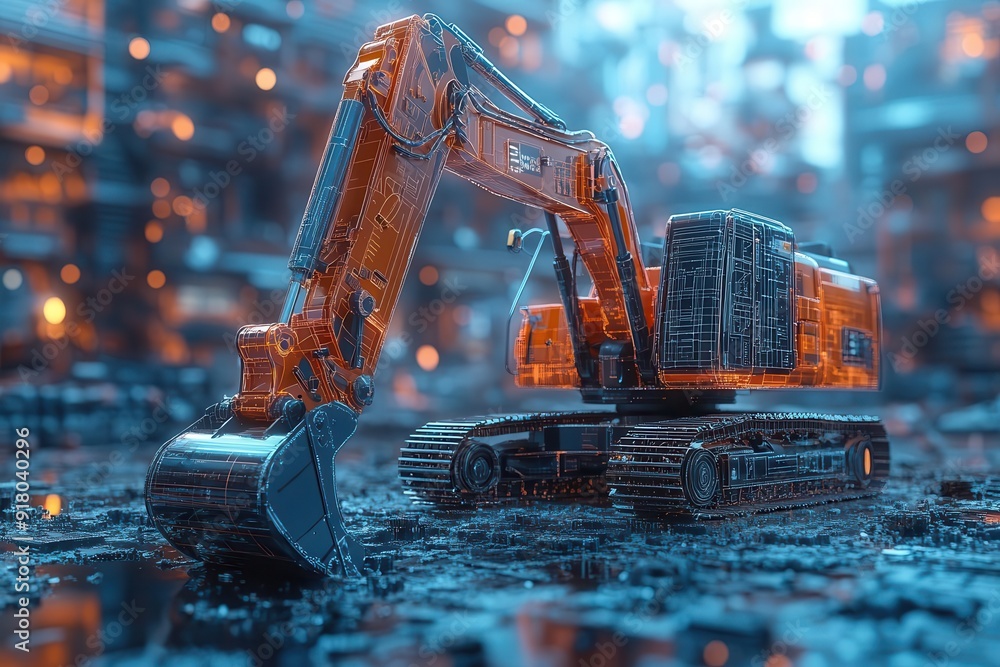robotic excavator with aipowered precision working on a futuristic ...