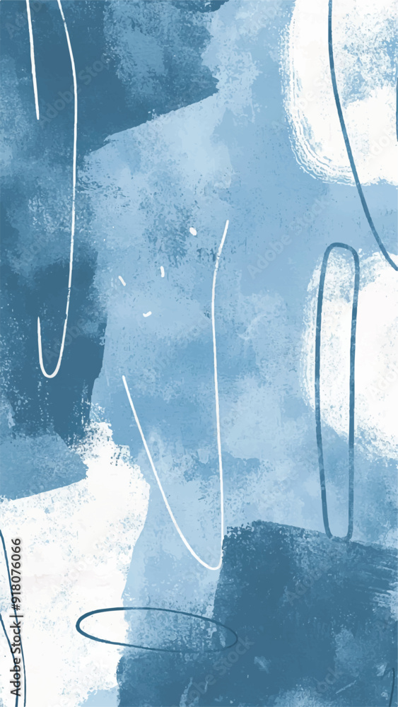 Hand Drawn Illustrated Pattern Background in a Chambray Blue colour ...