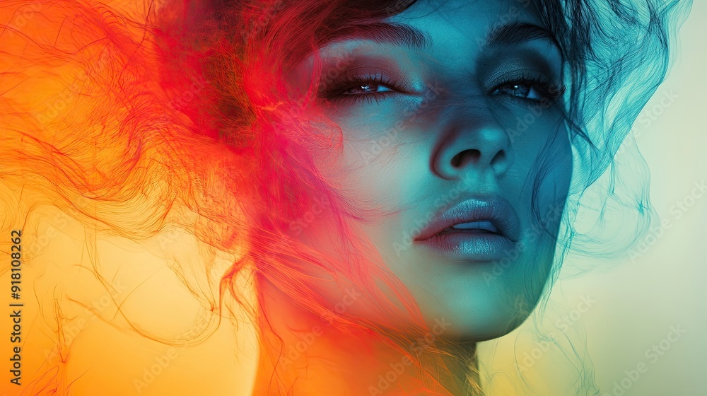 An abstract portrait where the subject s features are defined by layers ...