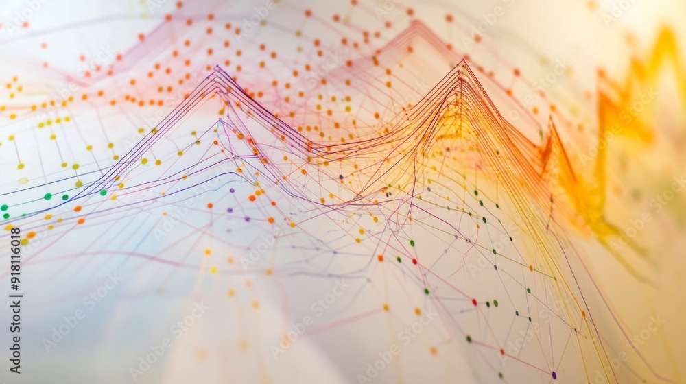 An overhead shot of a 3D line graph showing multiple data points and ...