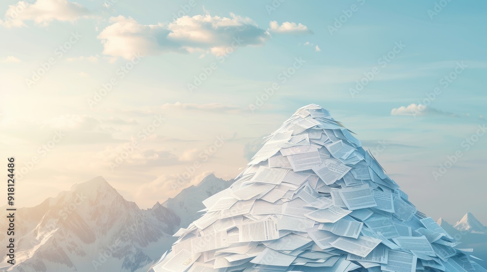 A mountain of paperwork symbolizes the overwhelming tasks and ...