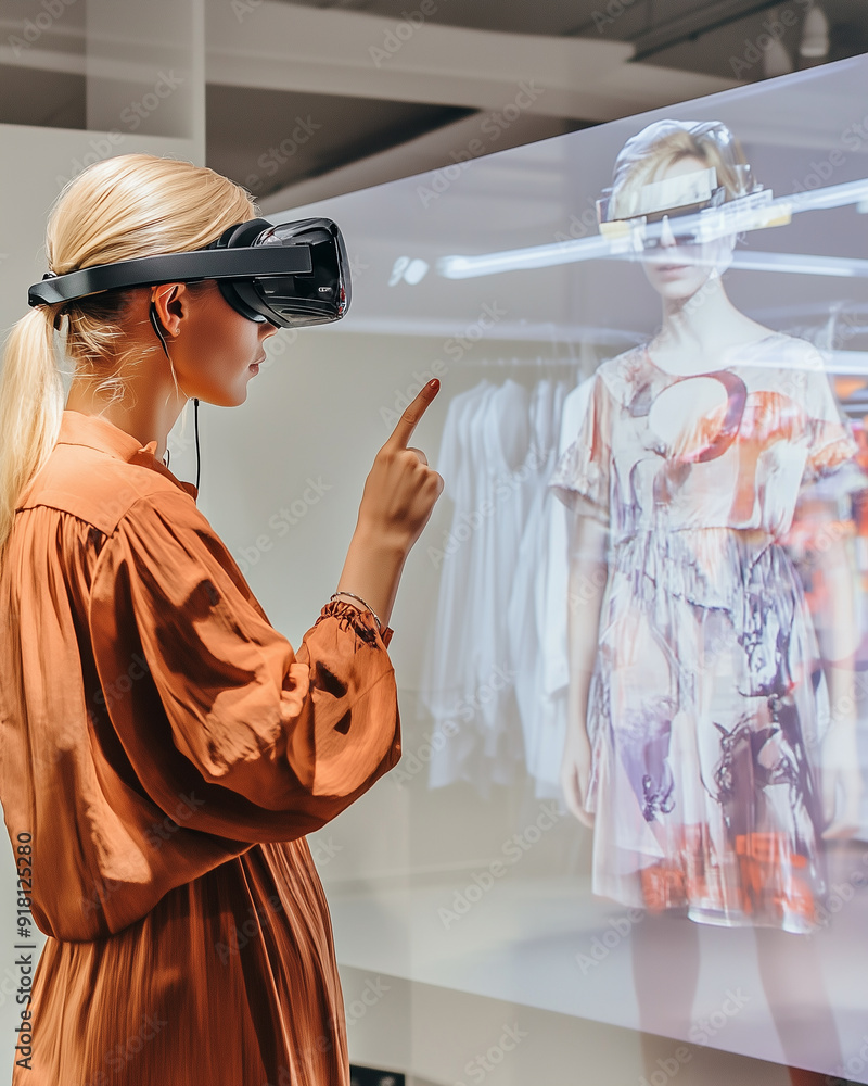 Foto de Fashion designer using augmented reality to visualize and ...