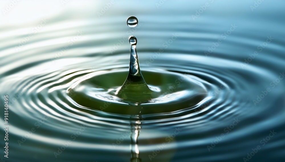 a high detail capture of a water droplet impacting the surface creating ...