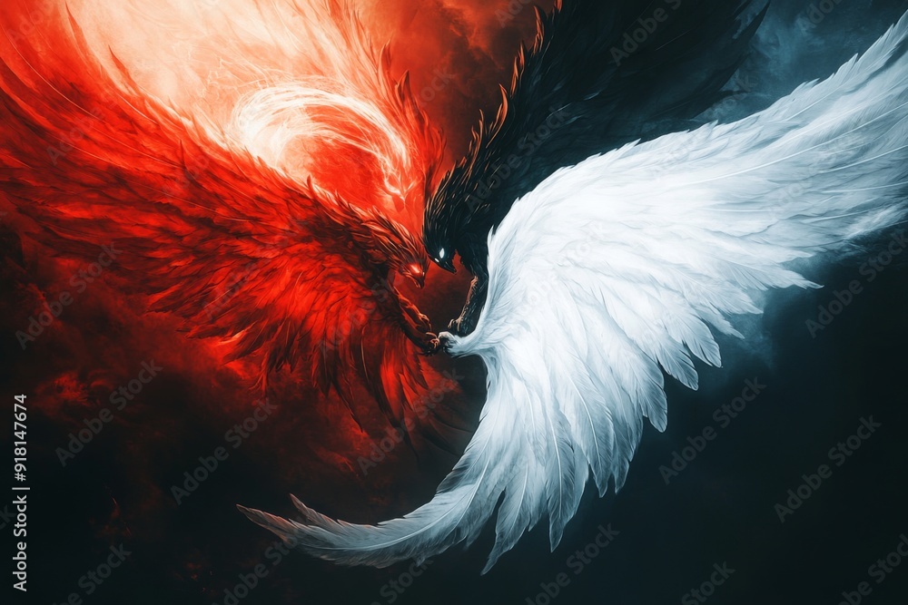 Eternal Struggle of Good and Evil: The Ethereal White Angel Wings in ...