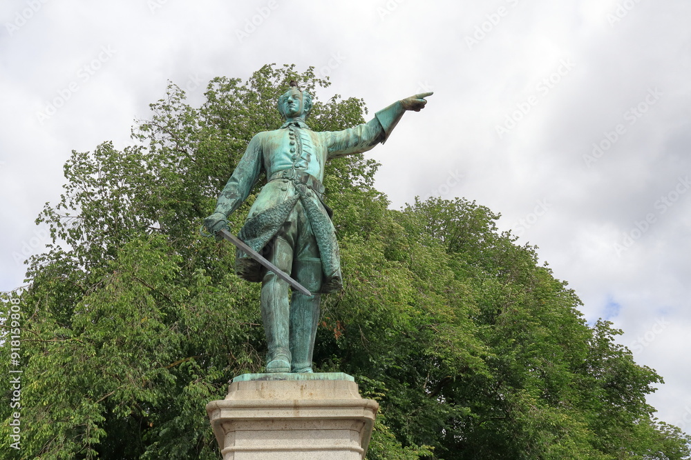 Statue of the old Swedish king Karl XII. At Kungsträdgården. Stockholm ...