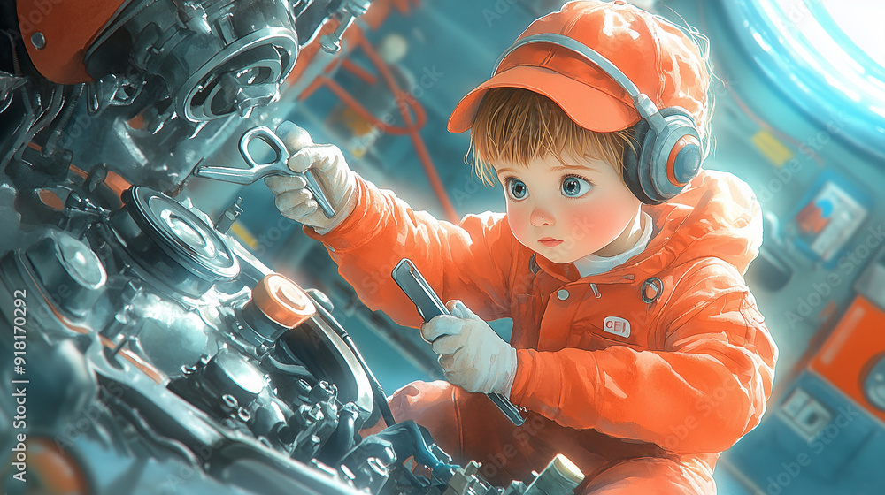 Watercolor Dream Job - Aspiring Mechanic, A detailed watercolor ...