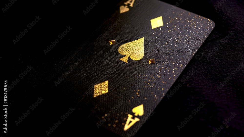 Black ace of spades playing card with golden accents. Modern and ...