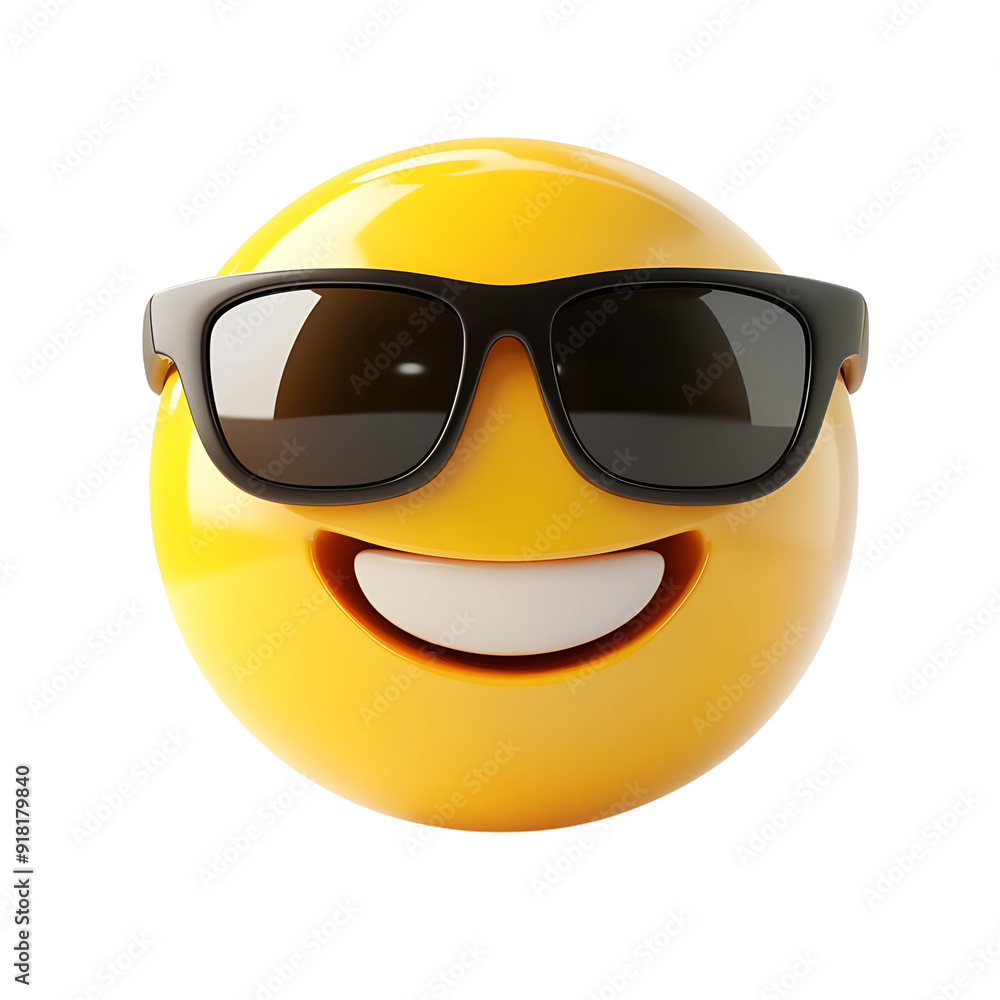 Smiling face with sunglasses three-dimensional emoji,3d cheerful ...