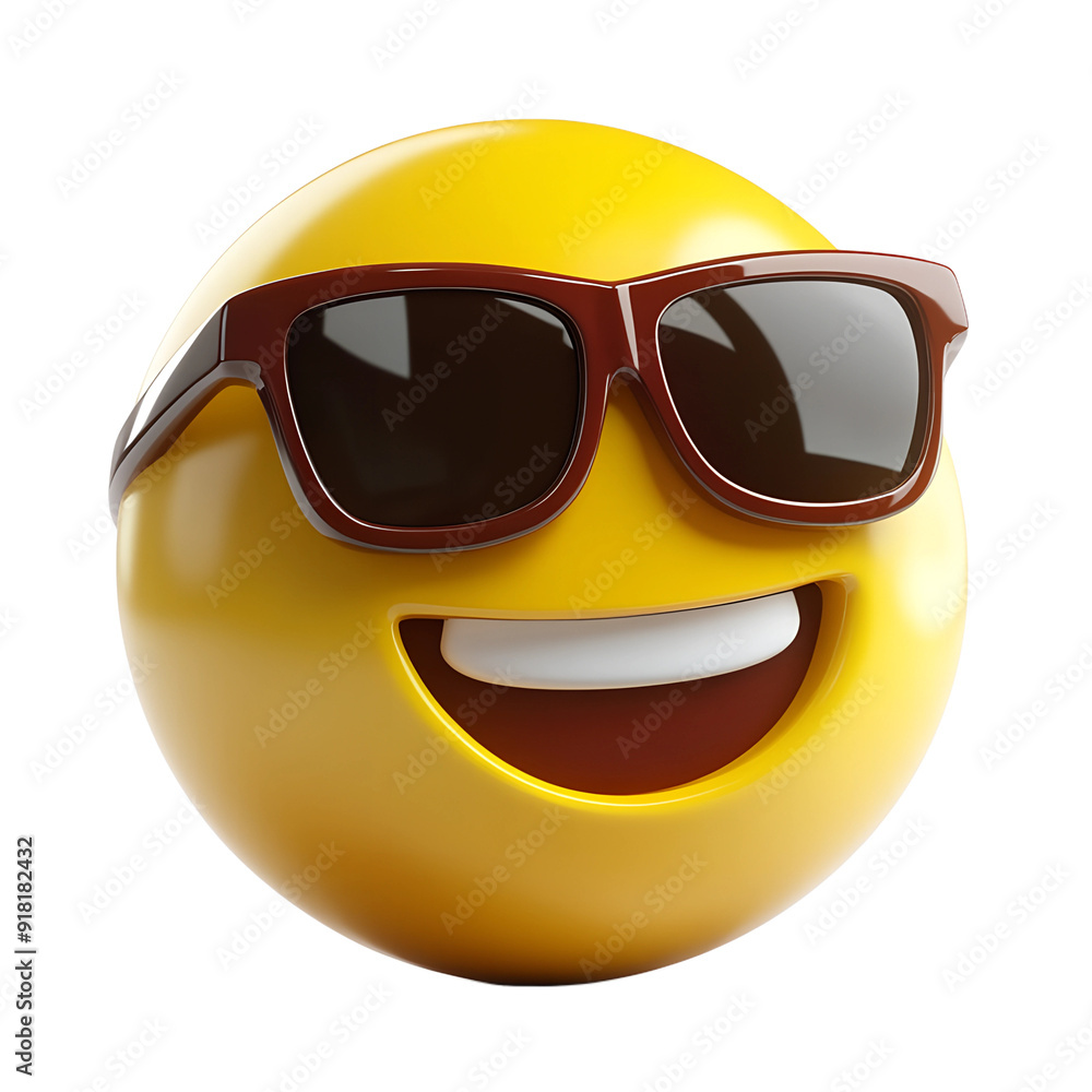 Smiling face with sunglasses three-dimensional emoji,3d cheerful ...