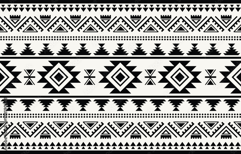 Ethnic tribal Aztec black and white background. Seamless tribal pattern ...