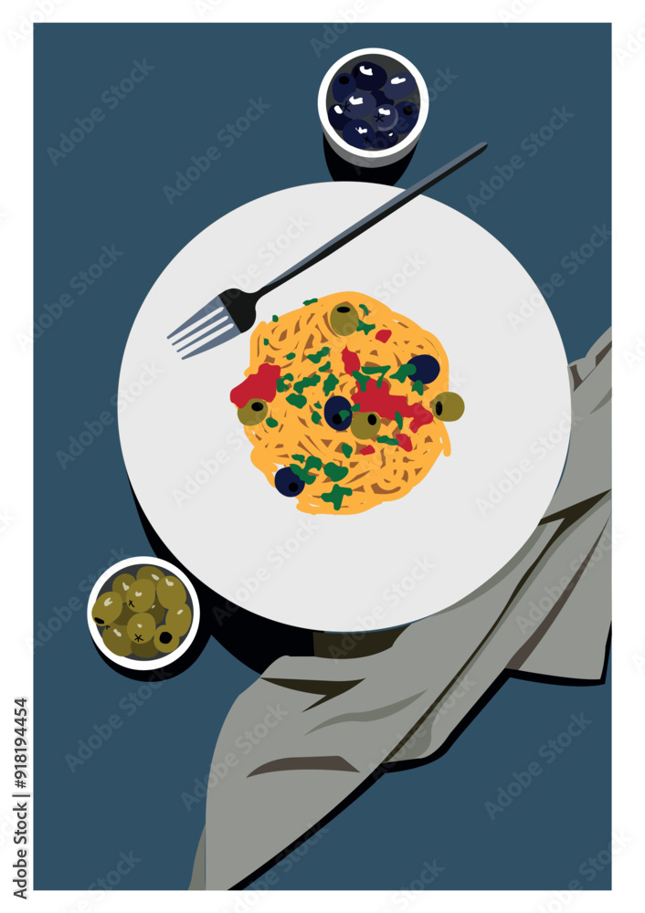 Abstract pasta posters from Italian cuisine for the kitchen. Decor for ...