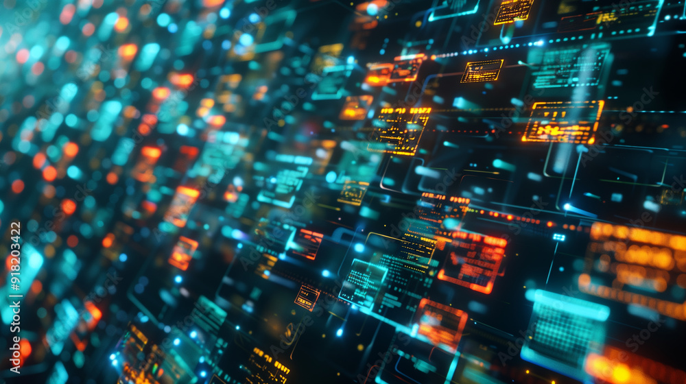 digital business financial transactions information data floating ...