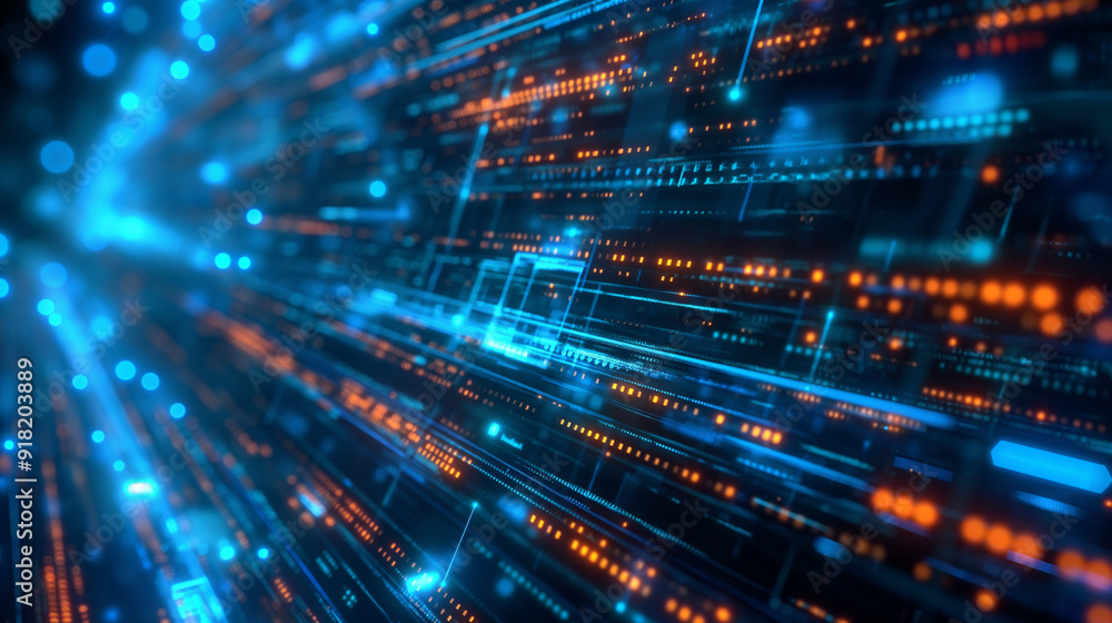 digital business financial transactions information data floating ...