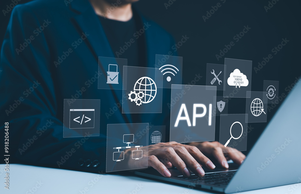 Api Application Programming Interface Concept A Programmer Types On A