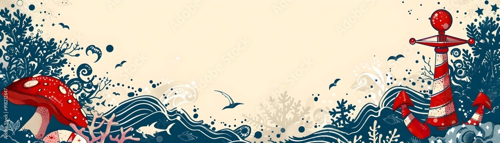 Nautical Frame Background with Maritime Elements for Ocean Themes and ...