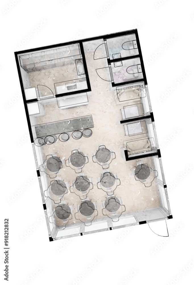 Cafe top view plans. Floor plan 3d with the furniture Furniture symbols ...