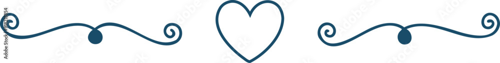 Beautiful heart text divider. Text divider. Elegant shape heart with ...