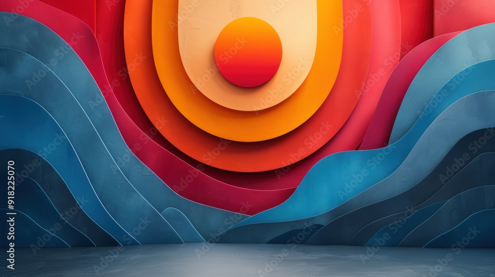 Bold geometric shapes, overlapping, gradients, minimalist, modern art ...