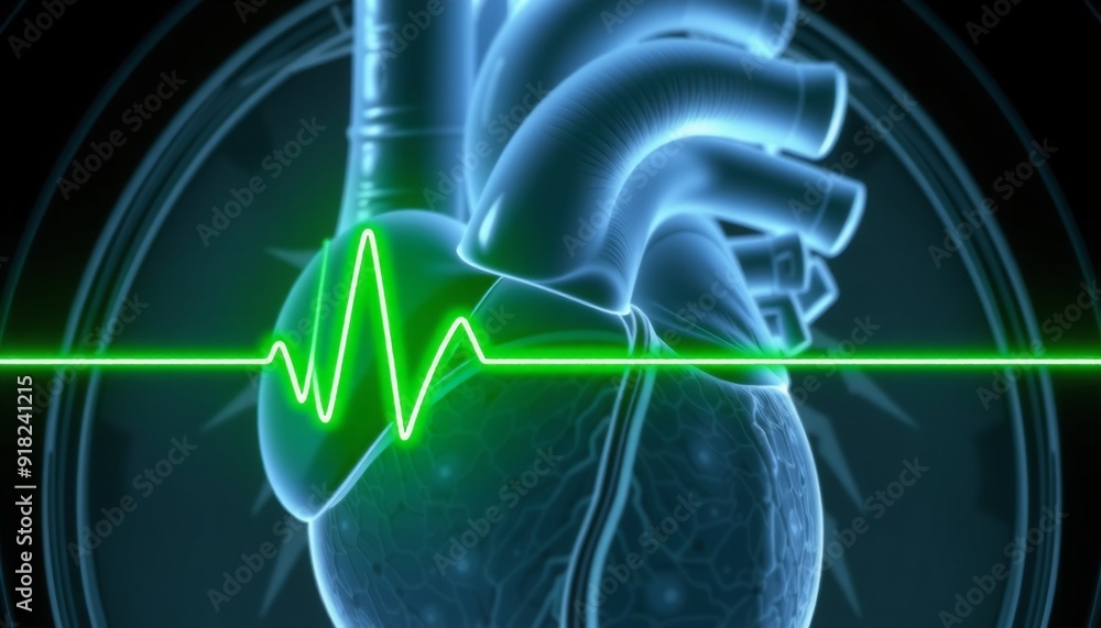 hyper-realistic CT heart model intricate details centrally placed neon ...