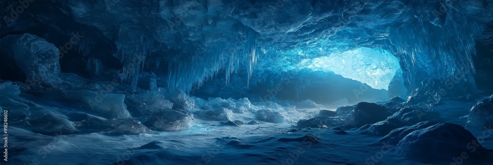 Mystical Ice Cave Entrance - A breathtaking view of an ice cave ...