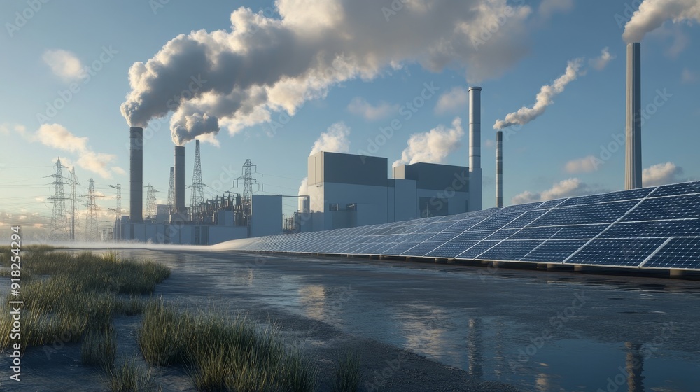 Solar Panels and Industrial Smoke: A Symbol of Energy Transition - A ...