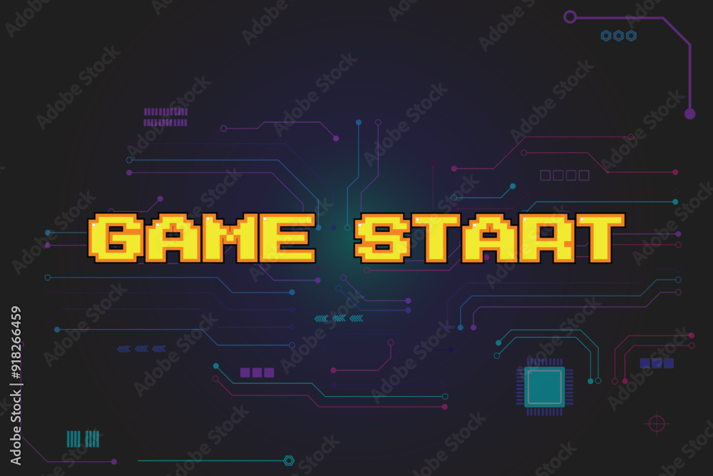 GAME START. pixel art .8 bit game. retro game. for game assets .Retro ...