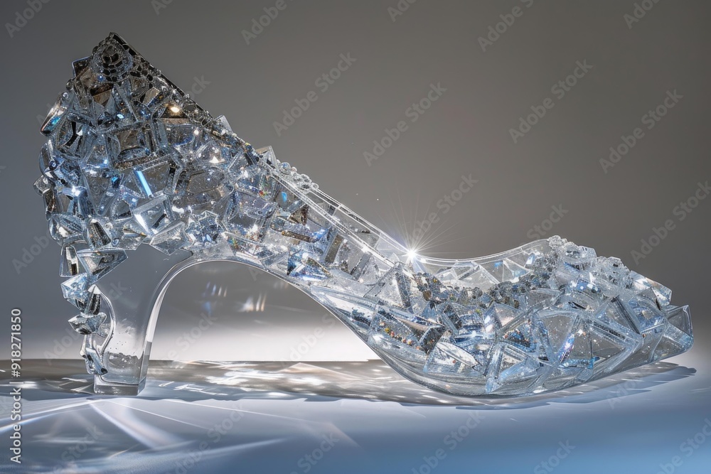Elegant glass slipper with sparkling details, ideal for fairy tale ...