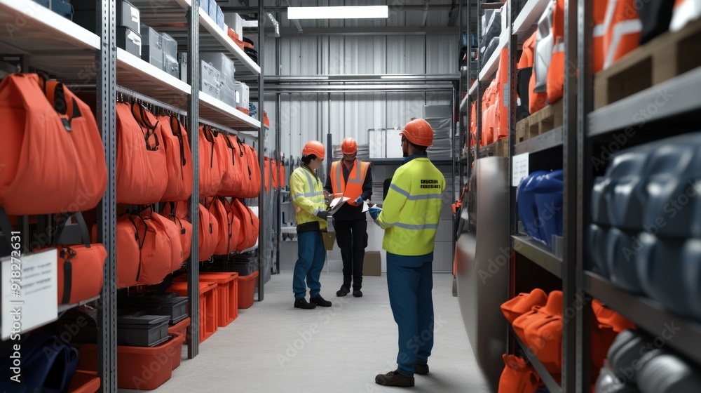 Generate a photo realistic image of inspectors inspecting personal ...