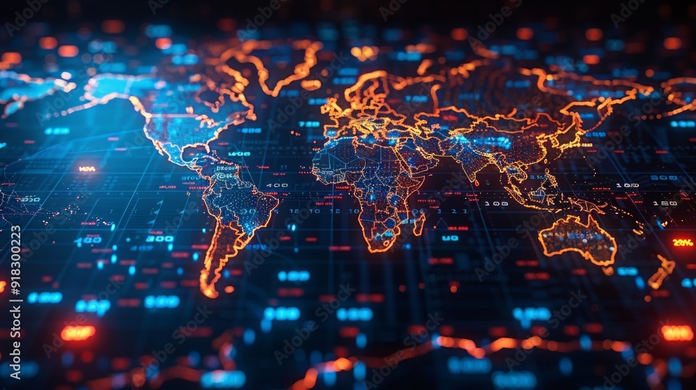 Global Economic Trends: A world map overlaid with economic indicators ...