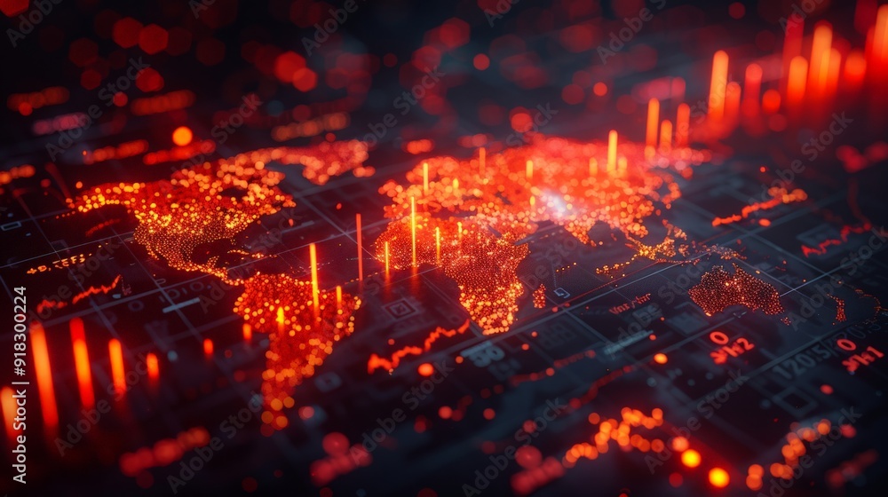 Global Economic Trends: A world map overlaid with economic indicators ...