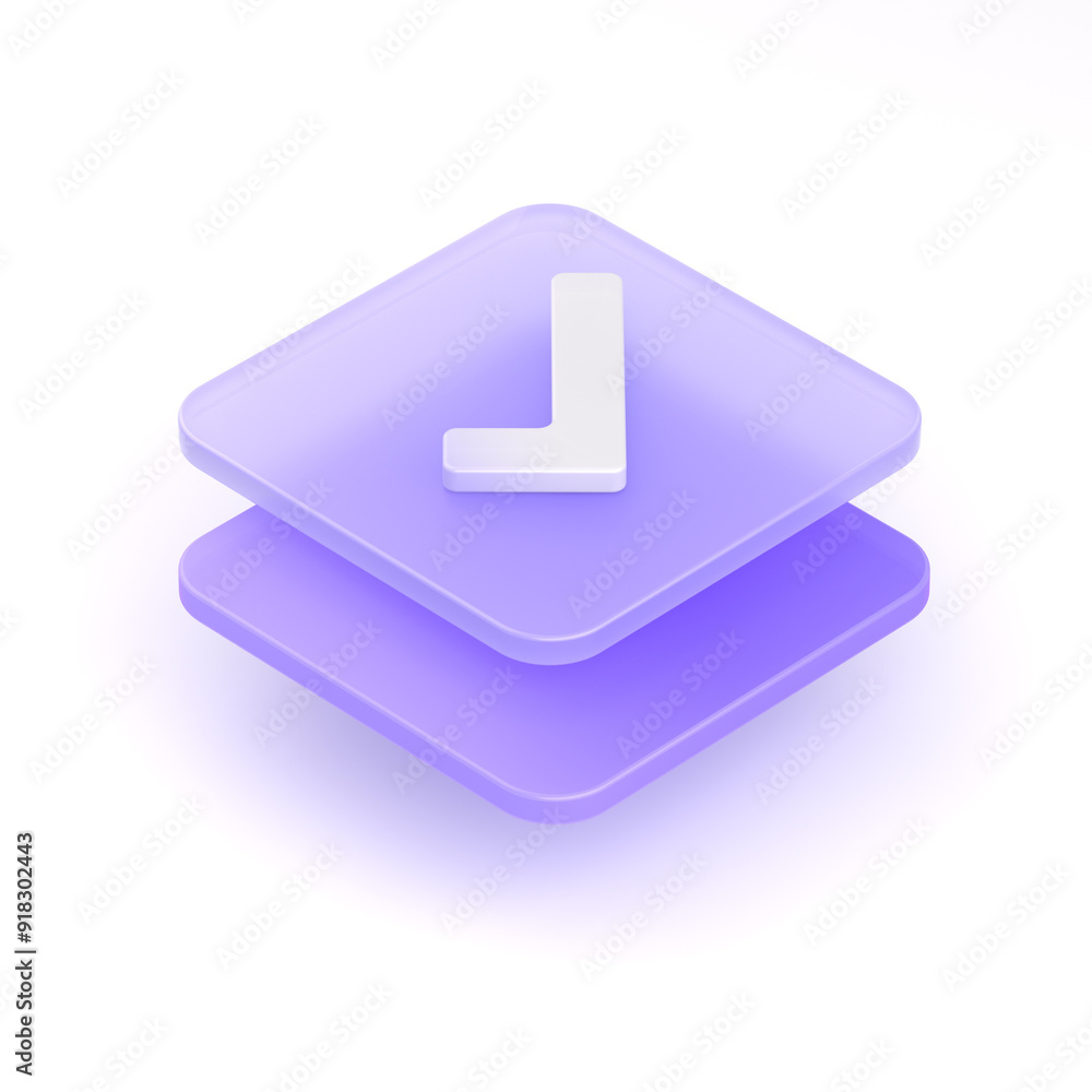 Cartoon Icon Mockup.3D checkbox. Check mark. 3D illustration.Tick Mark ...