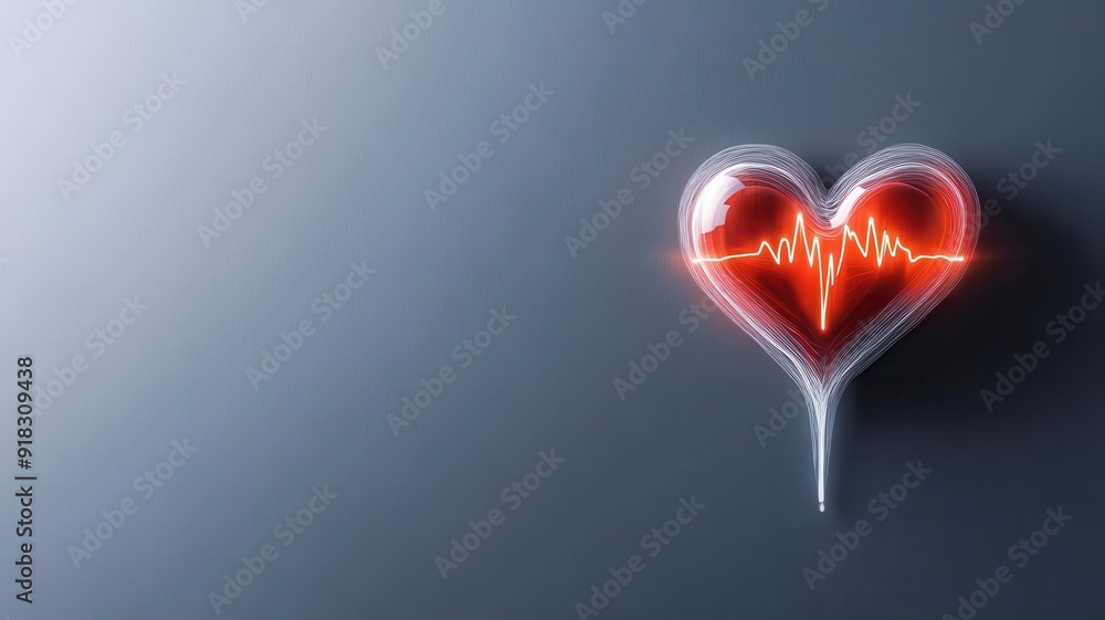 Artistic interpretation of a heart with flickering light trails ...