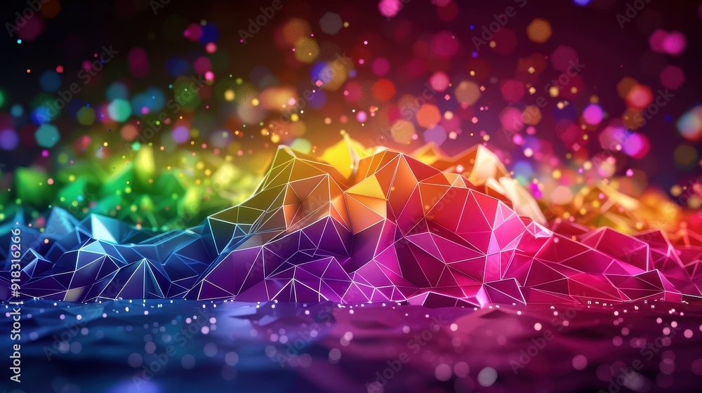 Abstract light polygons with a spectrum of colors and smooth ...