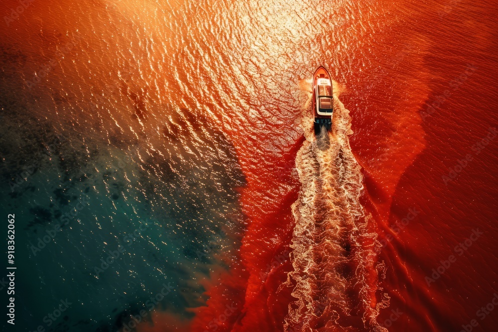 Algal bloom concept.Red tide.Algae microorganisms.A serene image of a ...