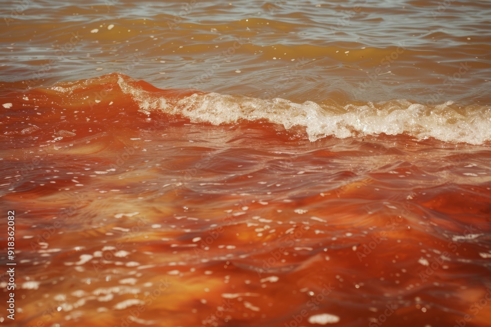 Algal bloom concept.Red tide.Algae microorganisms.A detailed photo of ...