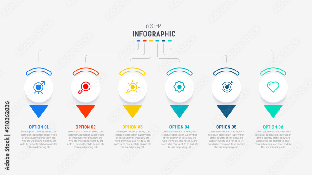 Business infographics design for Six Step, option, parts or process ...