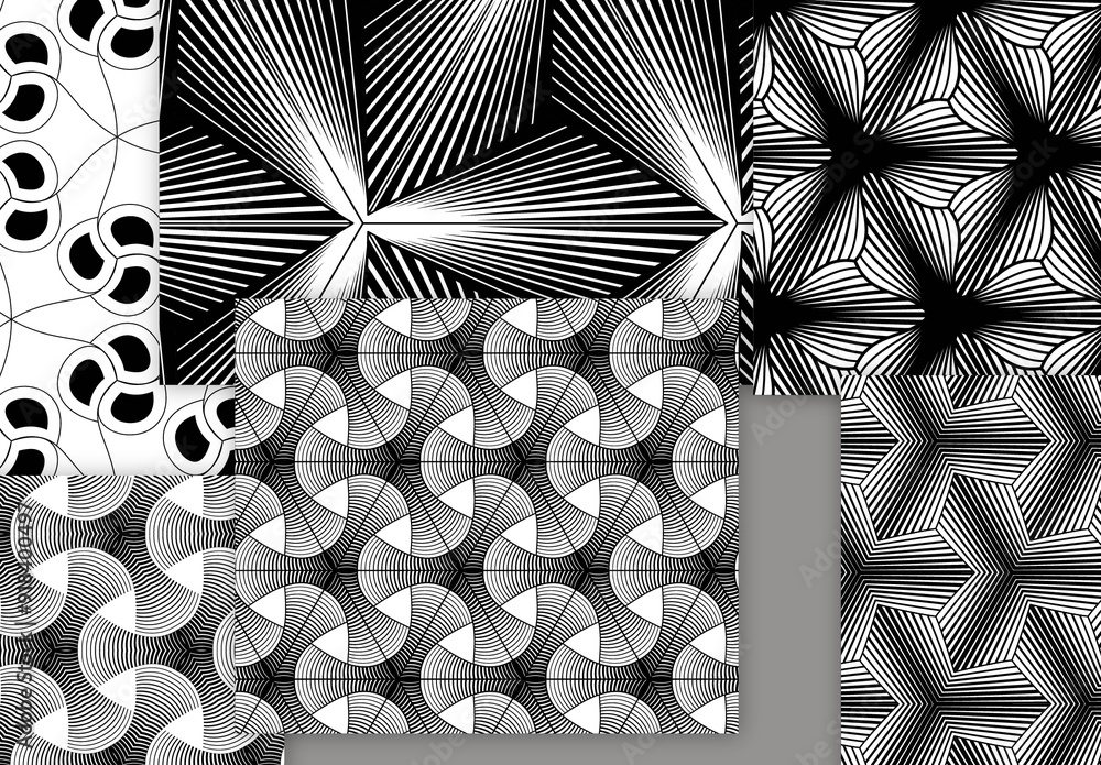 Seamless Pattern Collection with Simple Black and White Geometric ...