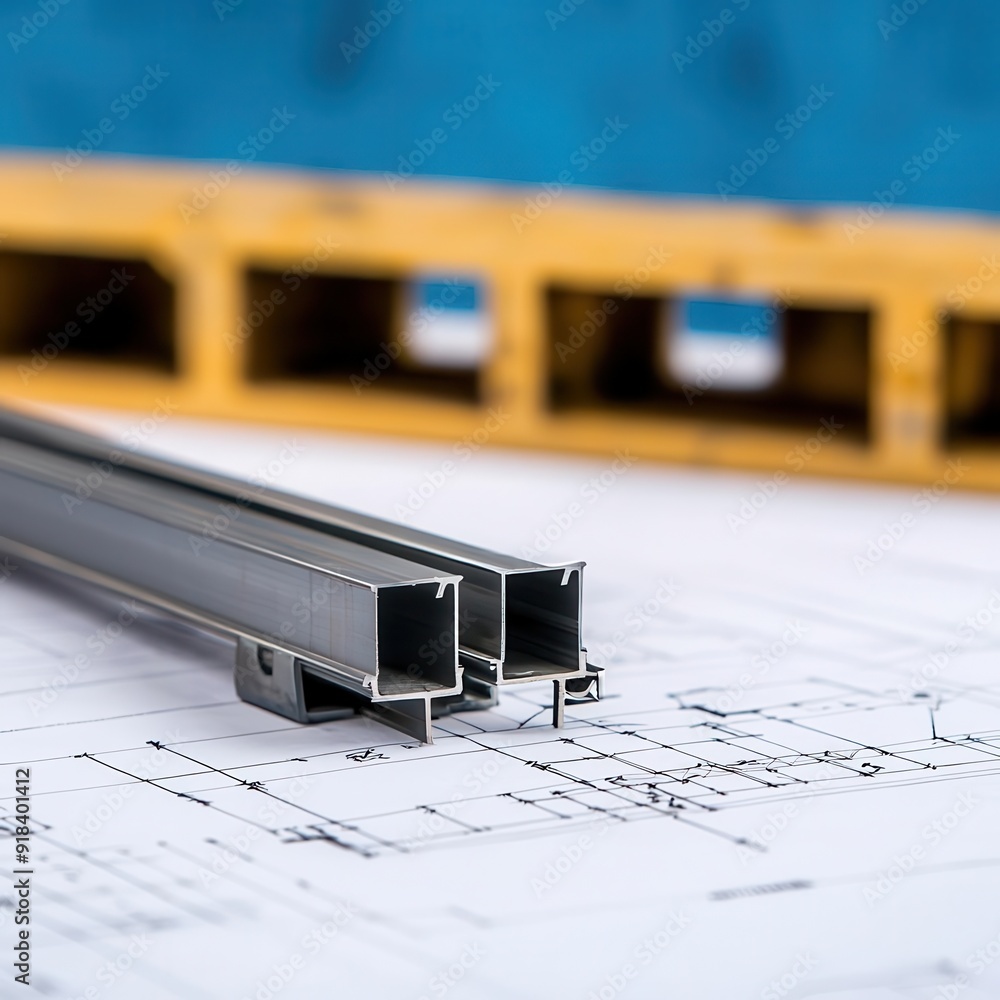 Detailed blueprint of a steel framework, structural integrity in focus ...