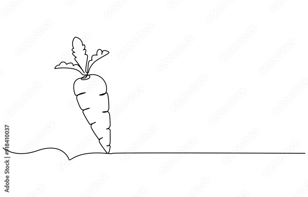 Simple carrot in continuous one line art drawing design, Growing carrot ...