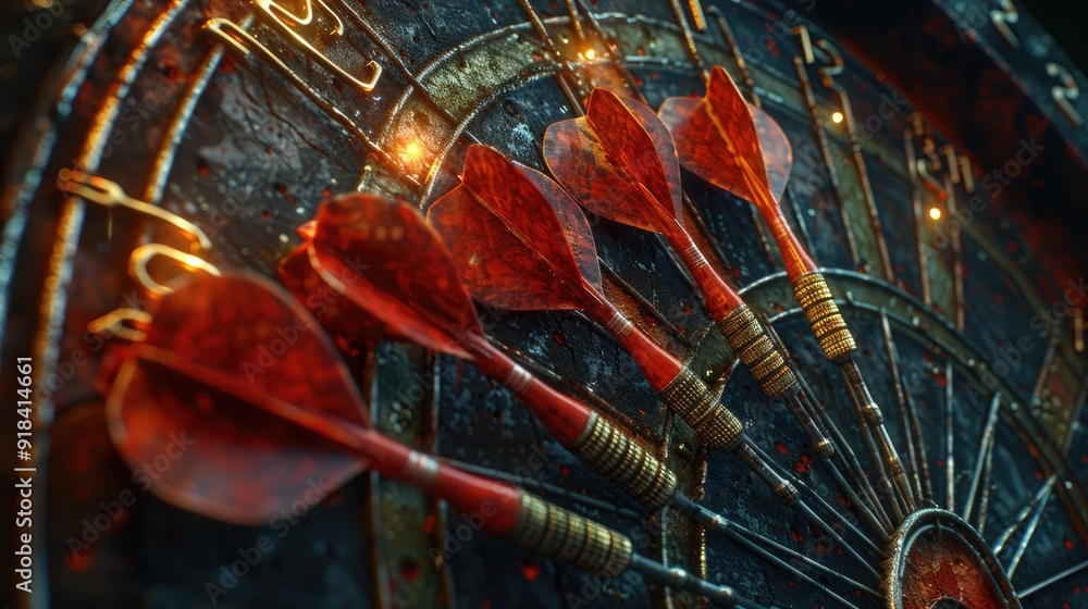 Darts icon set for competitive sport poster, banner or flyer designing ...