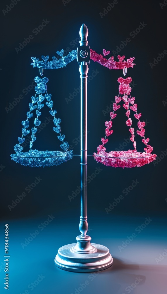 Gender equality balance scale with equal male and female icons for ...