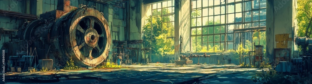 Desolate Beauty: Abandoned Factory Art with Rusting Machinery and ...